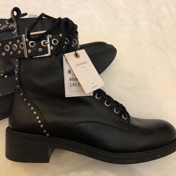 Zara | Shoes | Nwt Zara Studded Leather Ankle Boots | Poshmark